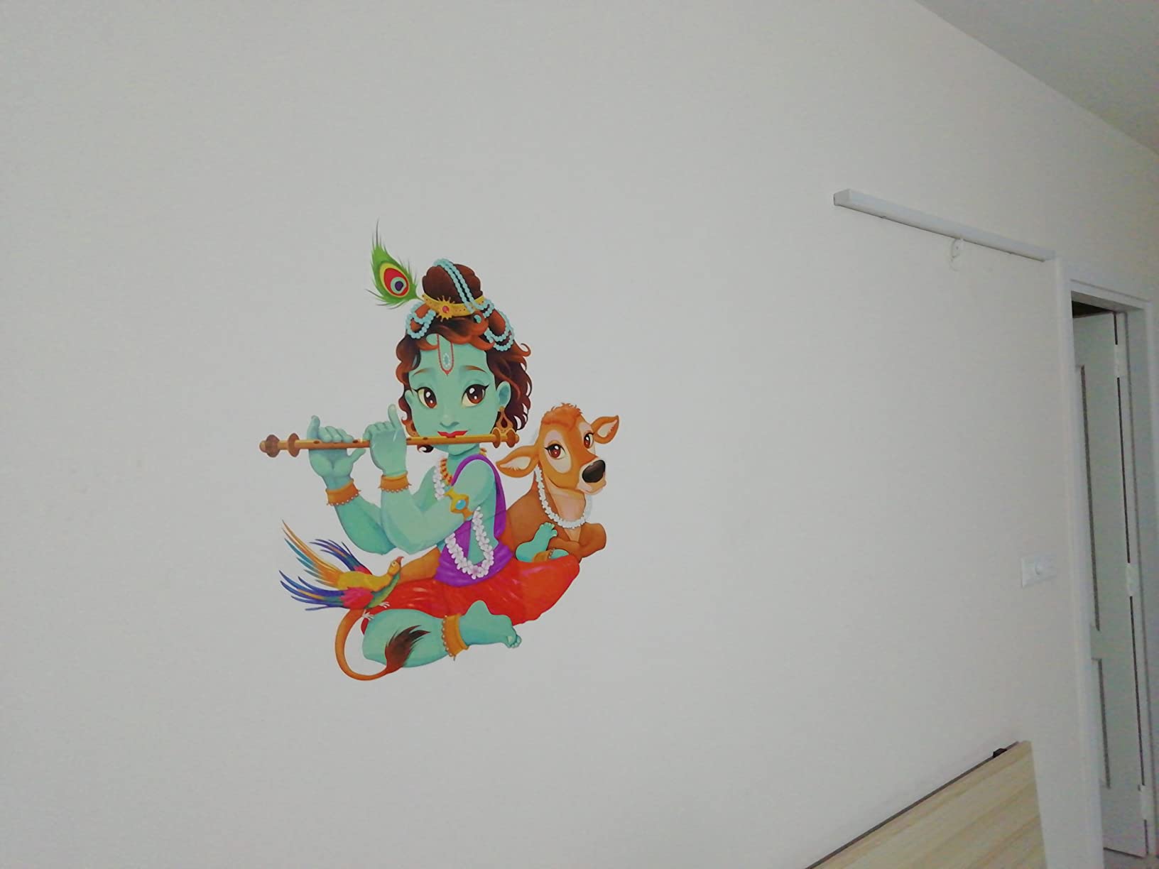 Decals Design 'Lord Krishna with Flute Cute' Wall Sticker (PVC Vinyl ...