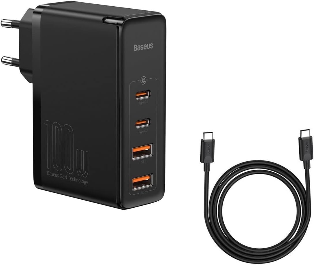 Baseus GaN2 Pro Hızlı Şarj Adaptörü 2C+2U 100W EU, Siyah : Amazon.com ...