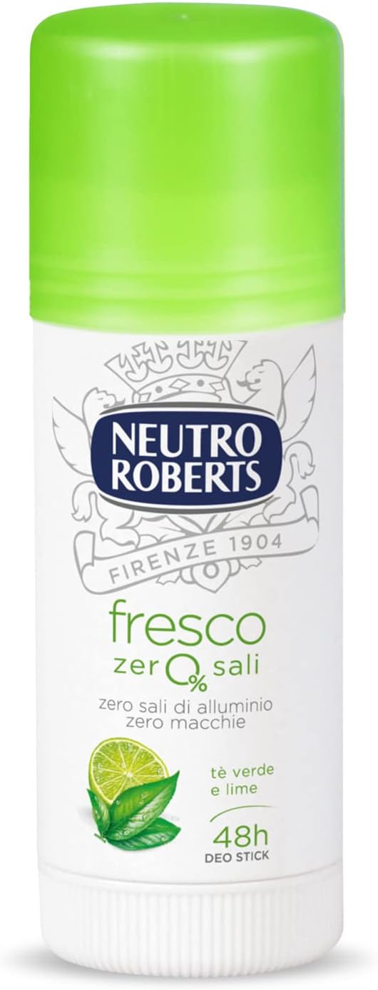 Neutro Roberts, Deodorante Stick Fresco con Té Verde e Lime, Zero Sali ...