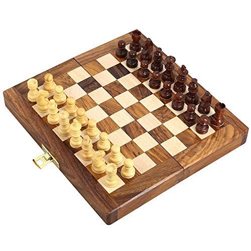 Buy Pebble Crafts Folding Magnetic Travel Chess Board Set Wooden Game ...