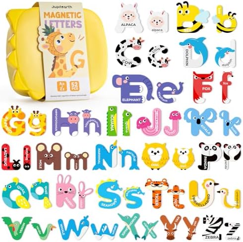 Amazon.com: 52 PCS Magnetic Letters, Large Cute Animal Alphabet Magnets ...
