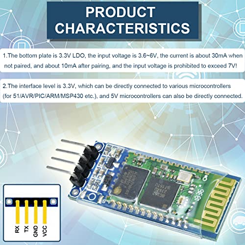 DAOKAI 2Pcs Bluetooth Module HC-06 Wireless Bluetooth Serial Port pass-through Module Bi ...