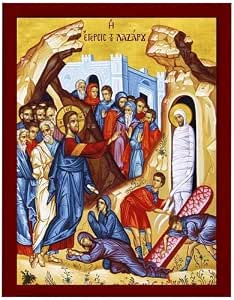 Raising of Lazarus icon, Handmade Greek Orthodox icon, Byzantine art ...