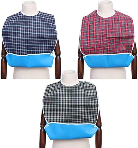 Amazon.com : 3 Pack Adult Bibs with Crumb Catcher - 31" L x 17" W ...