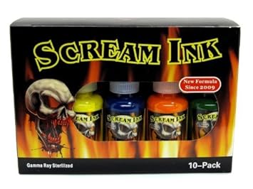 Amazon.com: Scream Tattoo Ink 10-pack Set 1-oz Bottles -Tattoo Supplies ...