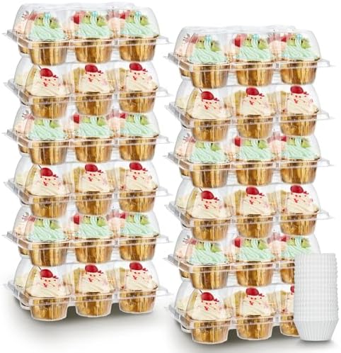 Amazon.com: ACXFOND 50 Sets Cupcake Containers, Plastic Cupcake ...