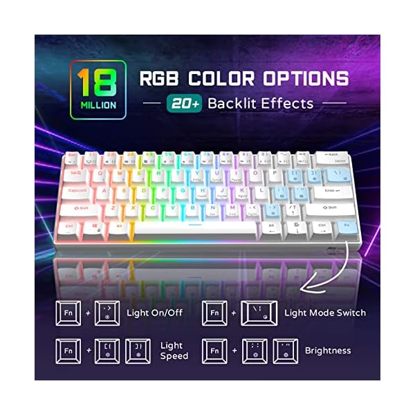 RK ROYAL KLUDGE RK61 Wired 60% Mechanical Gaming Keyboard RGB Backlit ...