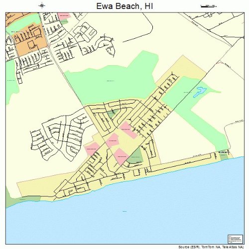 Large Street & Road Map of Ewa Beach, Hawaii HI - Printed poster size ...