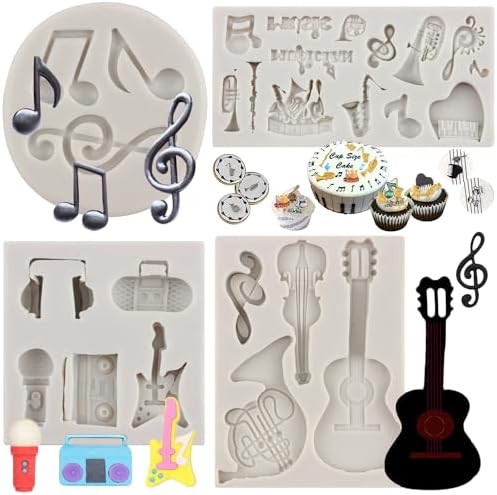 Amazon.com: MINFEIDMS Music Note Fondant Mold Musical Instruments ...