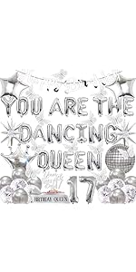 Dancing Queen 17th Birthday Decorations - 41 Pcs Blue Silver Mamma Mia ...