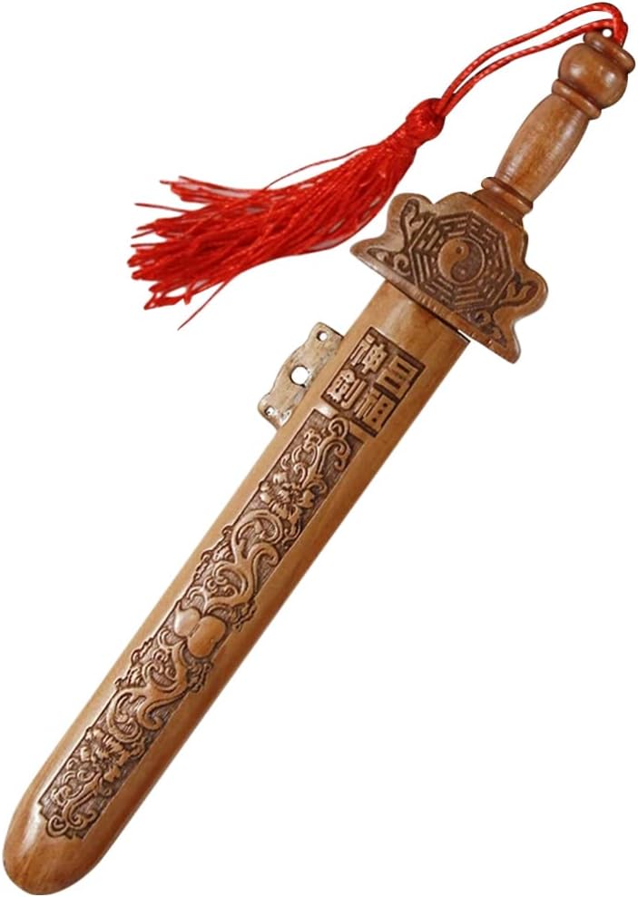 Amazon.com: Yardwe Peach Wood Sword Traditional Chinese Wooden Sword ...