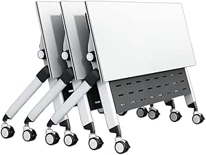 Amazon.co.jp: 3 Mobile Flip Training Tables, Office Folding Computer ...
