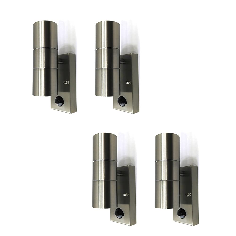 4x Hochwertige Edelstahl-Wand-Leuchte Bornholm mit Sensor, Up-/Down ...