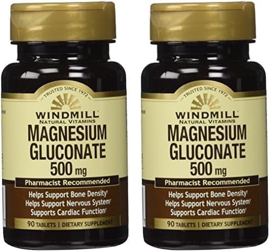 Amazon.com: Magnesium Gluconate 500 Mg 90 Tb - from Windmill (Pack of 2 ...