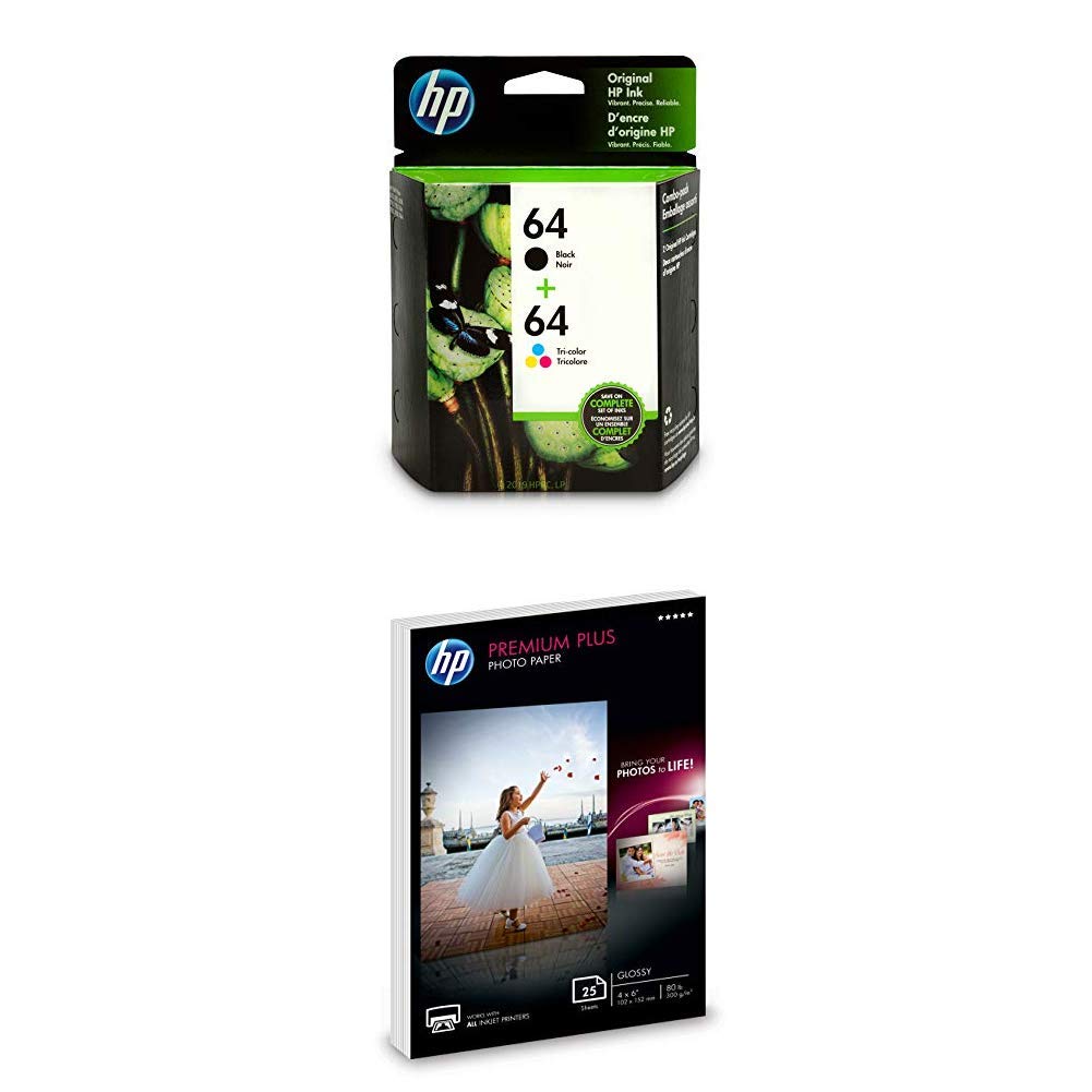 Amazon.com: HP 64 Black & Tri-Color Inks + HP Premium Photo Paper ...