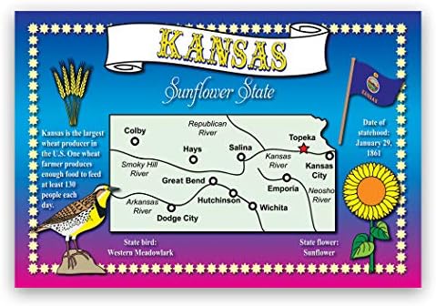 Amazon.com : KANSAS STATE MAP postcard set of 20 identical postcards ...