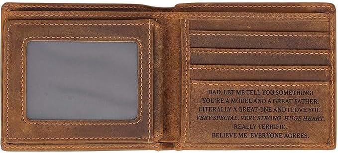 Amazon.com: Engraved Leather Men Wallet - Customized Father's Wallets ...