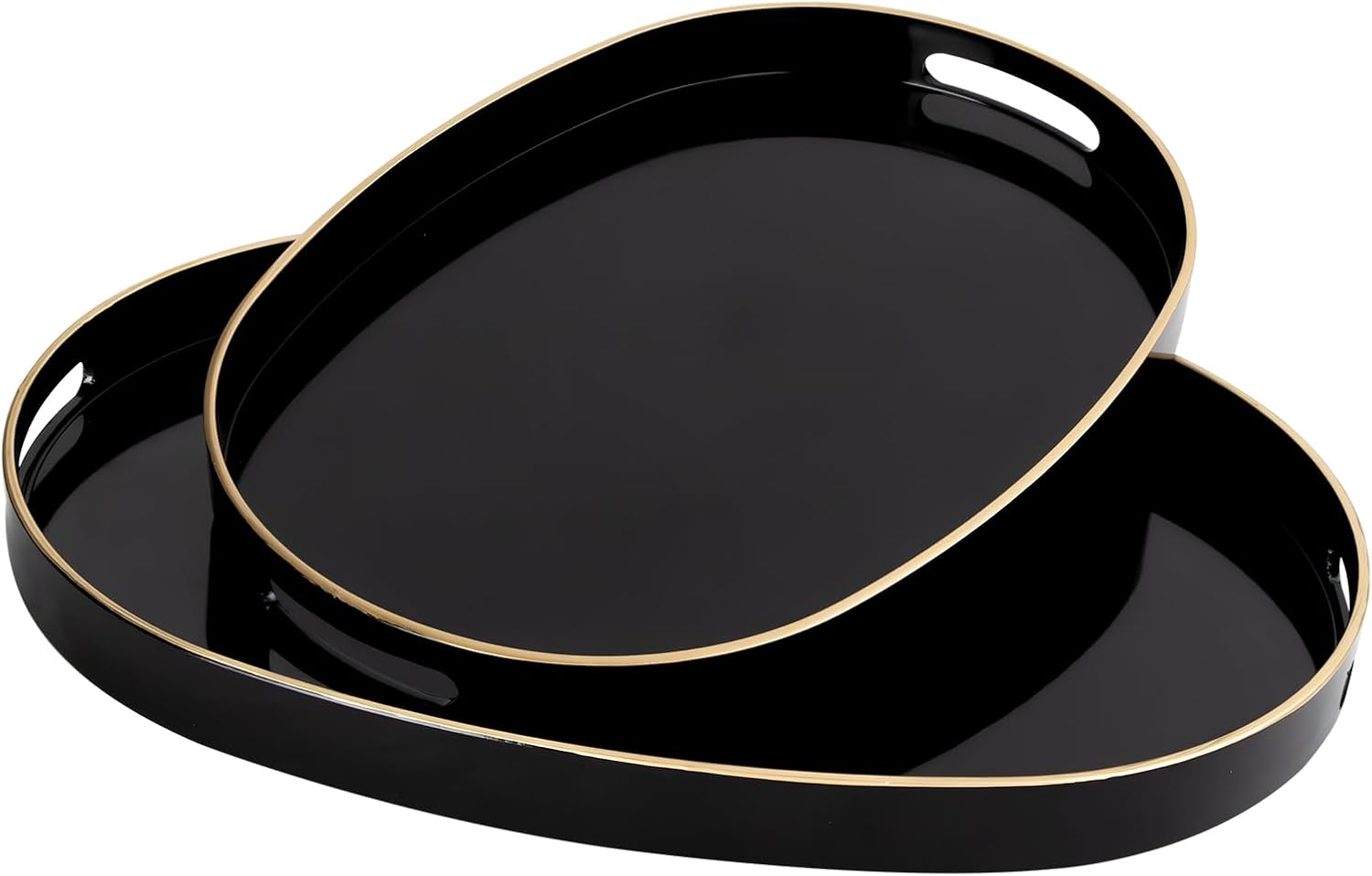 Amazon.com: MAONAME Black Serving Trays with Handles, Oval Decorative ...