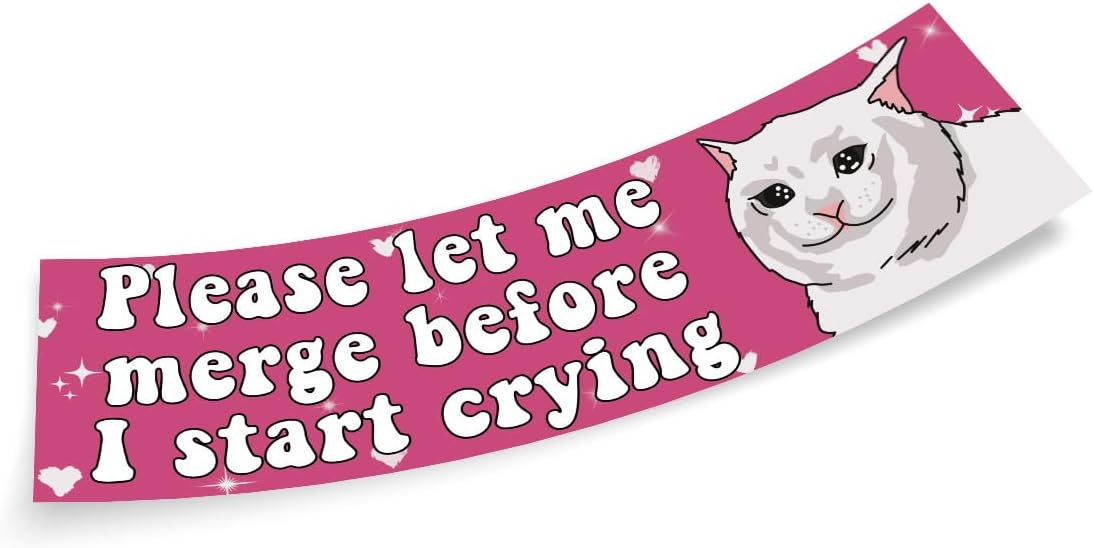 Amazon.com - Please Let Me Merge Before I Start Crying Funny Cat ...