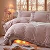 Amazon.com: Merryword Red Pink Cotton Ruffled Duvet Cover Set King ...