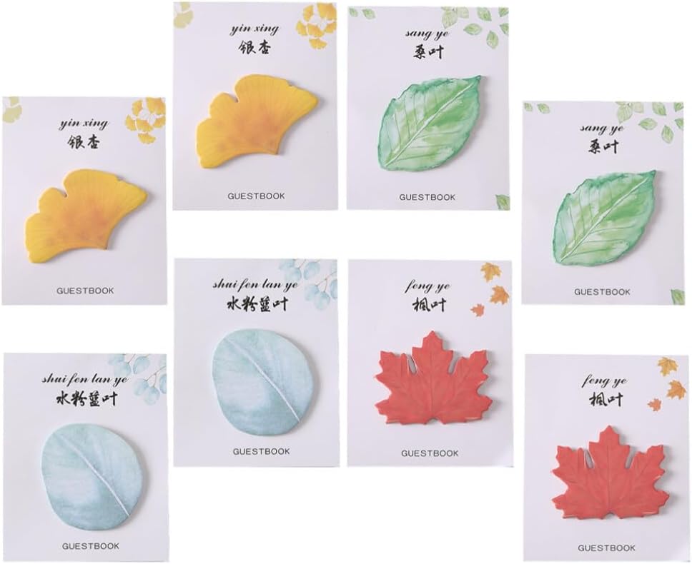 Amazon.com : EXCEART 8pcs Fall Leaf Sticky Notes, Ginkgo Maple Leaf ...