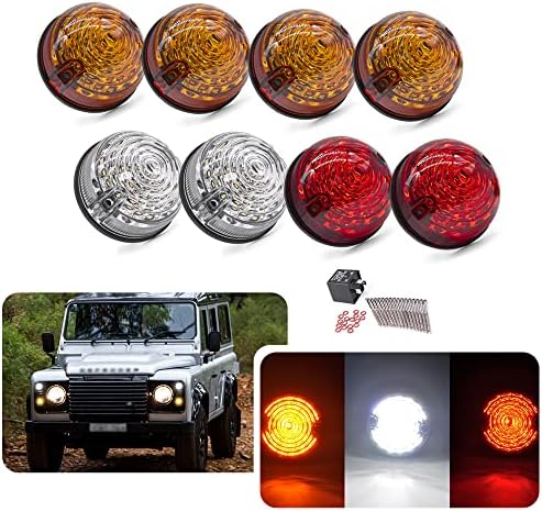 njssjd 8pcs 73mm Defender LED Light Upgrade Kit Amber Indicator Front ...