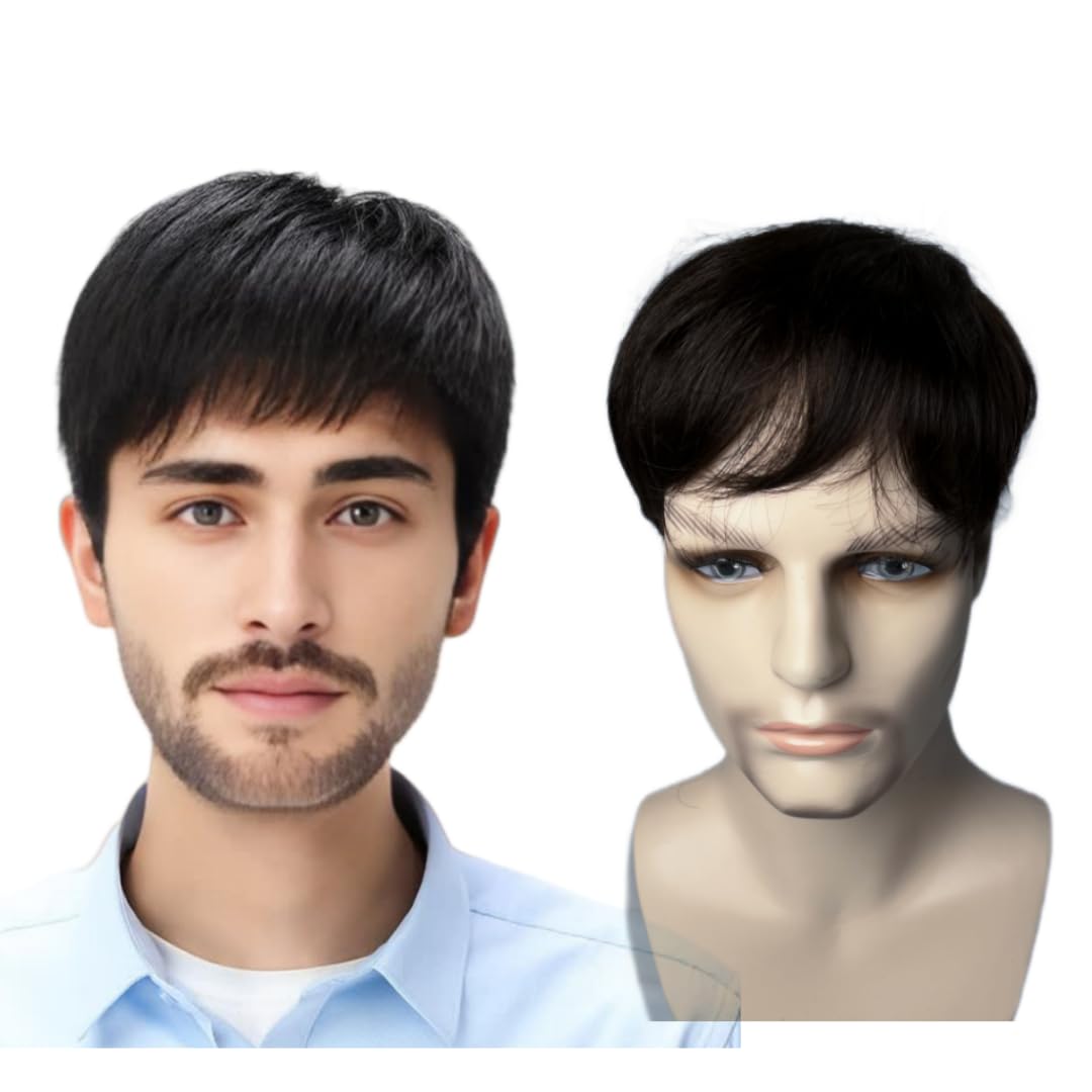 Amazon.com : Anemone Real Human Hair Toupees for Men Clips in Hair ...