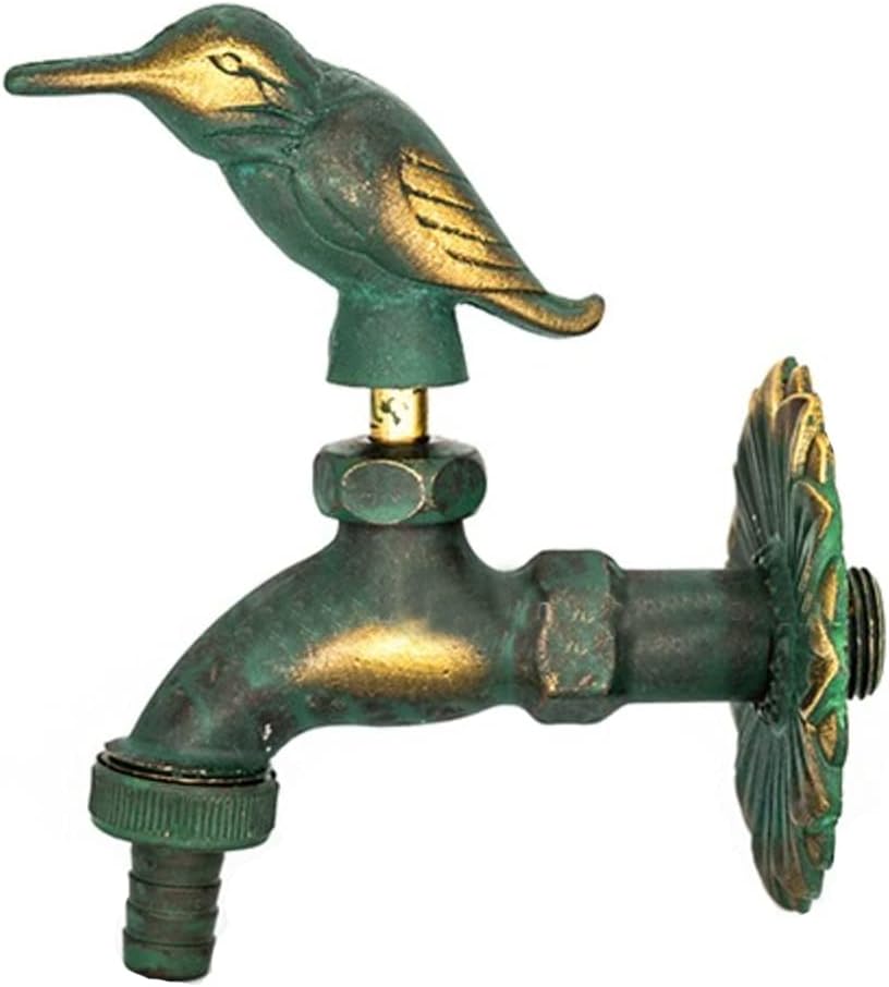 Outdoor Faucet Decorative Antique Green Bird Brass Garden Yard Animal ...