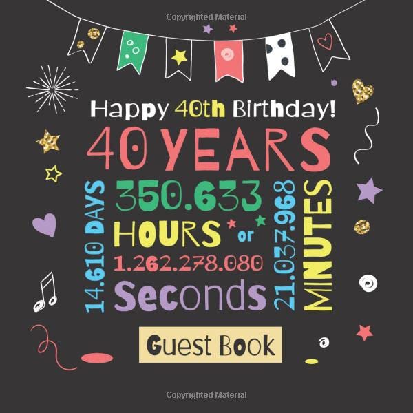Happy 40th Birthday - Guest Book: Great for 40th Birthday Party ...