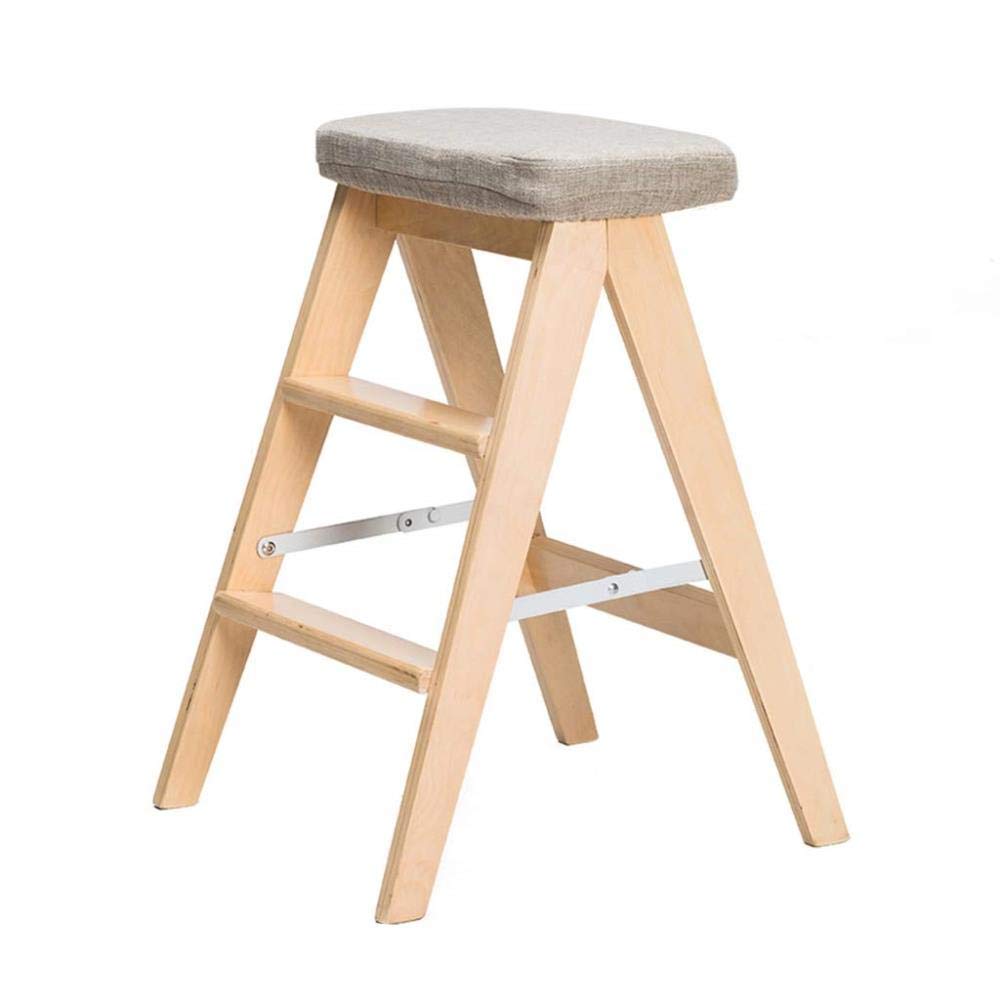 Buy FSYXY Costzon folding step stool 3 tier wood ladder dark nut-brown ...