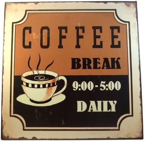 Retro Coffee Break Hanging Metal Wall Plaque / Sign : Amazon.co.uk ...