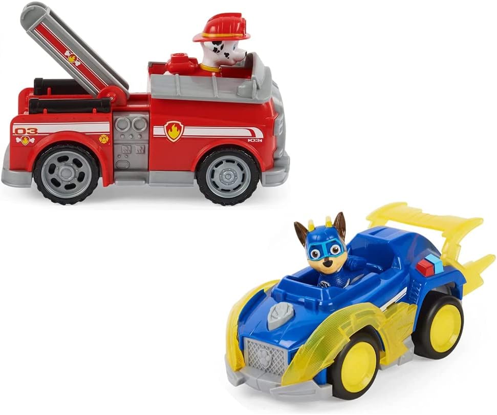 Amazon.com: Paw Patrol Chase's Mighty Pups Super Paws Deluxe Vehicle ...