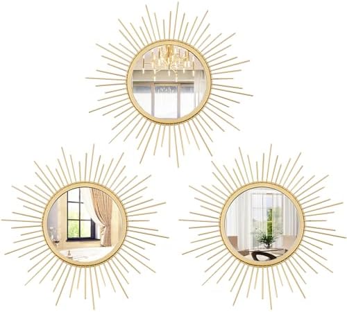 Amazon.com: Barydat 10 Pcs Boho Gold Sun Mirrors for Wall Decor 10 ...