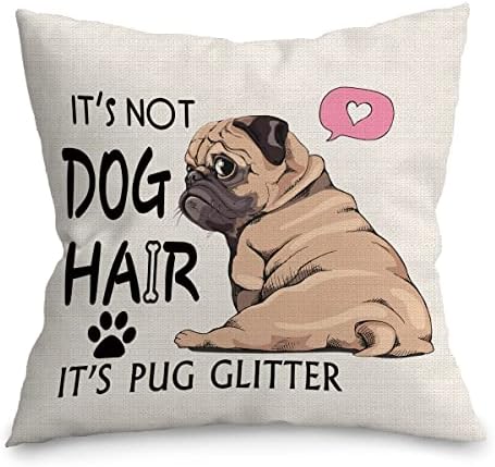 Amazon.com: UINHMOP It's Not Dog Hair It's Pug Glitter 18x18in Throw ...