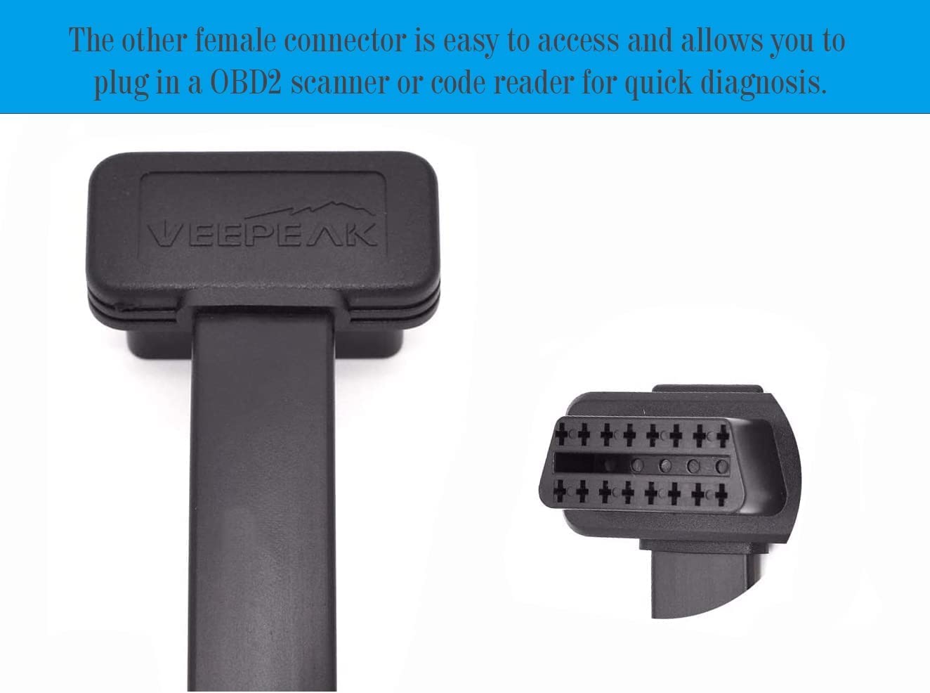 Snapklik.com : Veepeak OBD II OBD2 Extension Cable - Flat Ribbon Cable