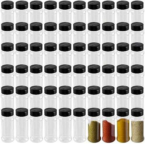 Amazon.com: MUKLEI 60 Pack 3.5oz Clear Plastic Spice Jars with Black ...