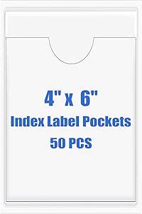 Amazon.com : Origin-Joy 50 PCS Self-Adhesive Index Label Pockets, Clear ...