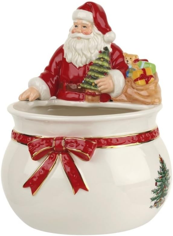 Amazon.com | DEMDACO Distressed Santa with Red Hat Lid 7 x 4 Stoneware ...