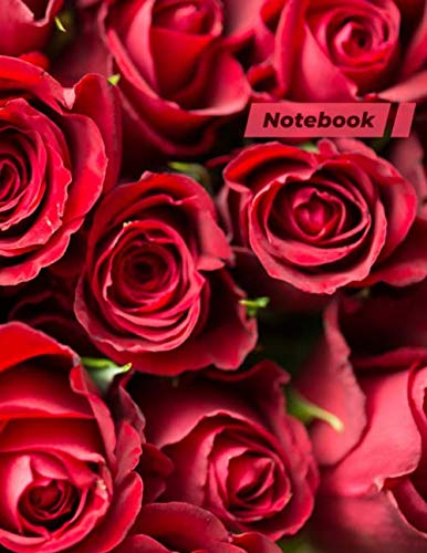 Notebook: Beautiful, Red Rose Notebook - Large 8.5"x11" Size with 100 ...