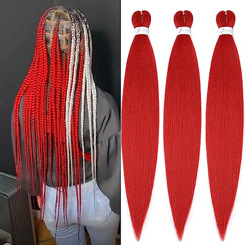 YDDM Pre Stretched Braiding Hair Braiding Hair Extensions Red Braids ...