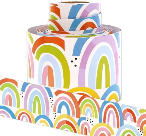 Amazon.com: Whaline 32.8ft Boho Rainbow Bulletin Board Borders ...