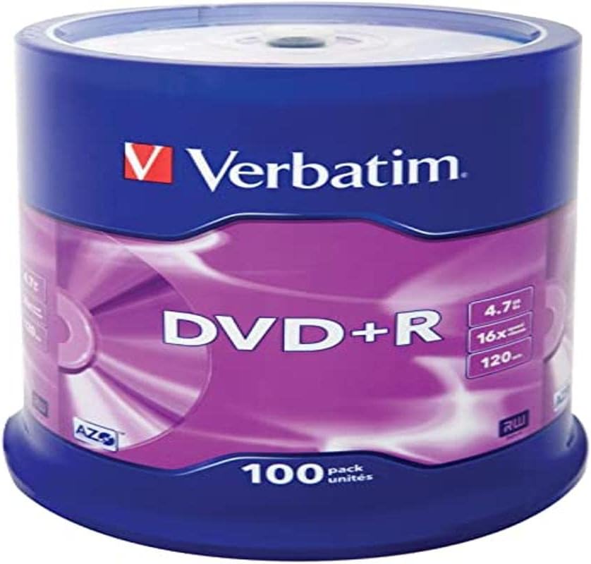 Verbatim 43551 4.7GB 16x DVD+R Matt Silver - 100 Pack Spindle : Amazon ...