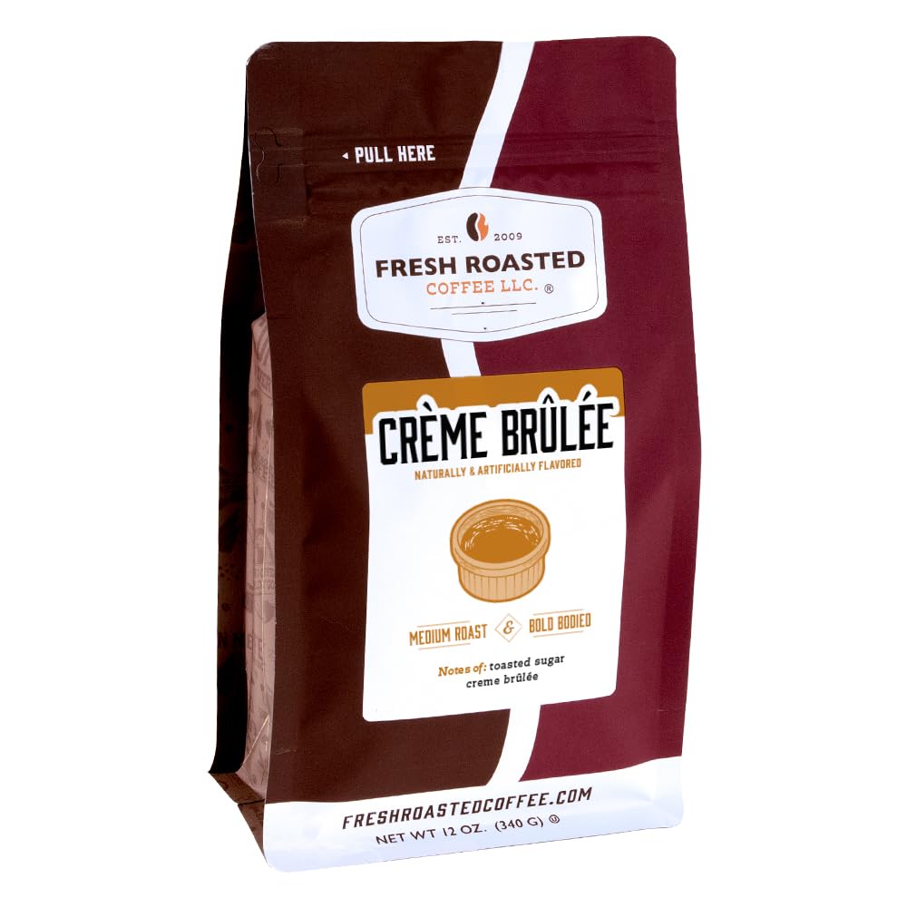 Amazon.com : Fresh Roasted Coffee, Crème Brûlée Flavored Coffee, 12 oz ...