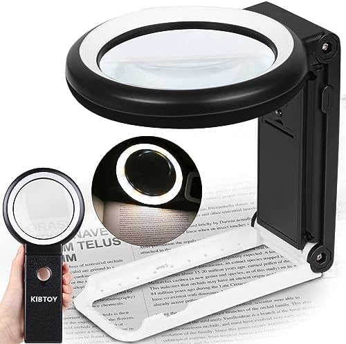 ARSUK Magnifying Glass with 12 LED Light, 30X Handheld Large Reading ...