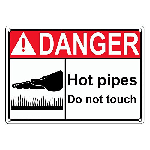 Weatherproof Plastic ANSI Danger Hot Pipes Do Not Touch Sign with ...