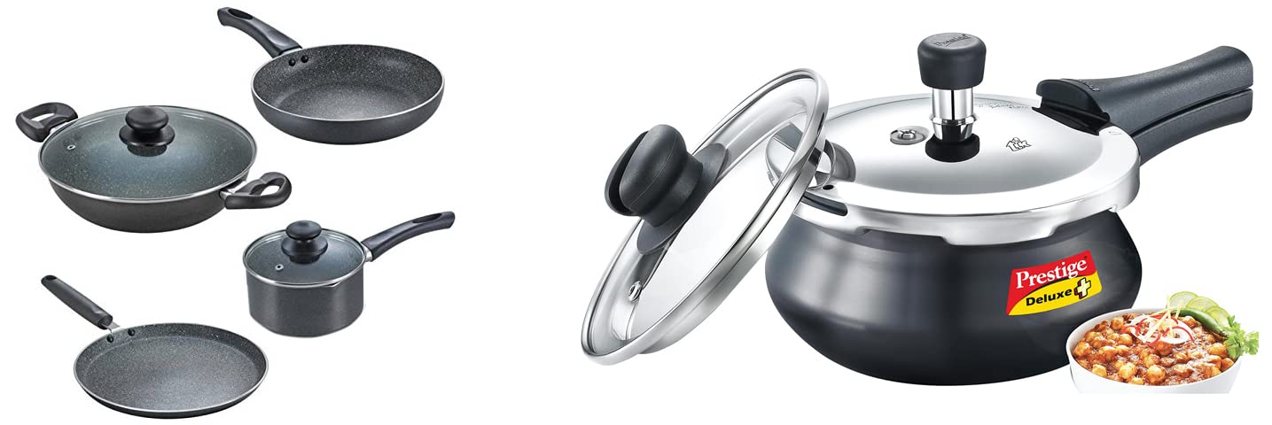 Buy Prestige Omega Granite Aluminium Kitchen Set, 4-Pieces, Black ...