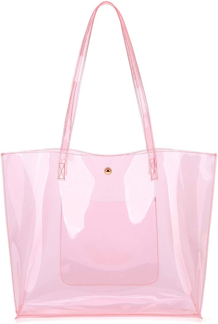 Amazon.com: Dreubea Women's Clear PVC Tote Bag Shoulder Handbag from ...