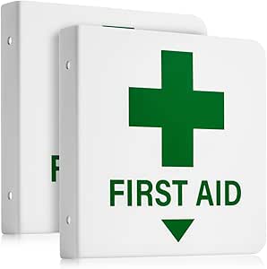2pk First Aid Kit Sign | Wall Mount 3D Projecting Signage for Workplace ...