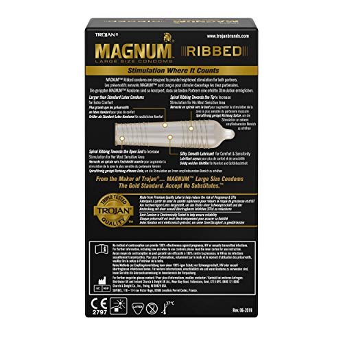 Trojan Magnum Grote geribbelde en gesmeerde condooms met premium ...