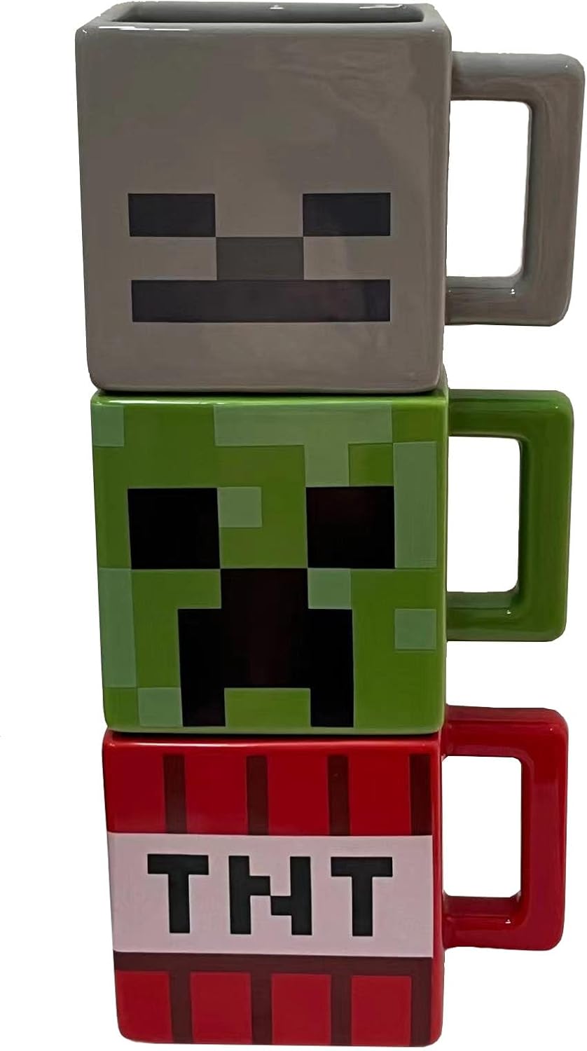 Zak Designs Minecraft Unique 3D Sculpted Ceramic Coffee Mug Set ...